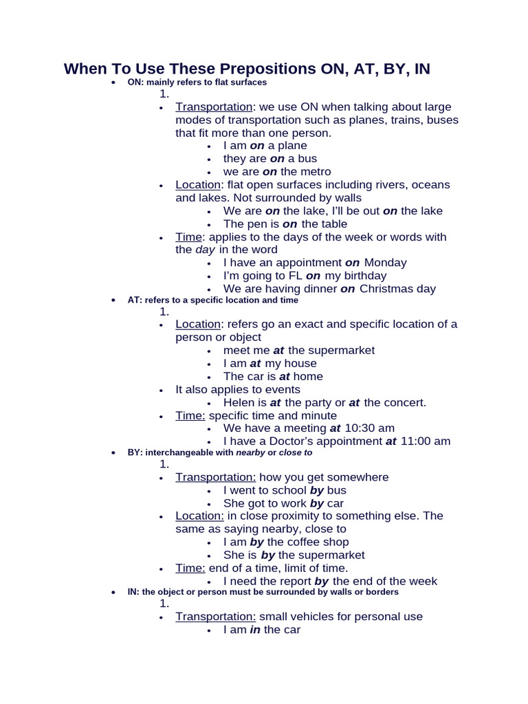When To Use These Prepositions On | PDF | Transport