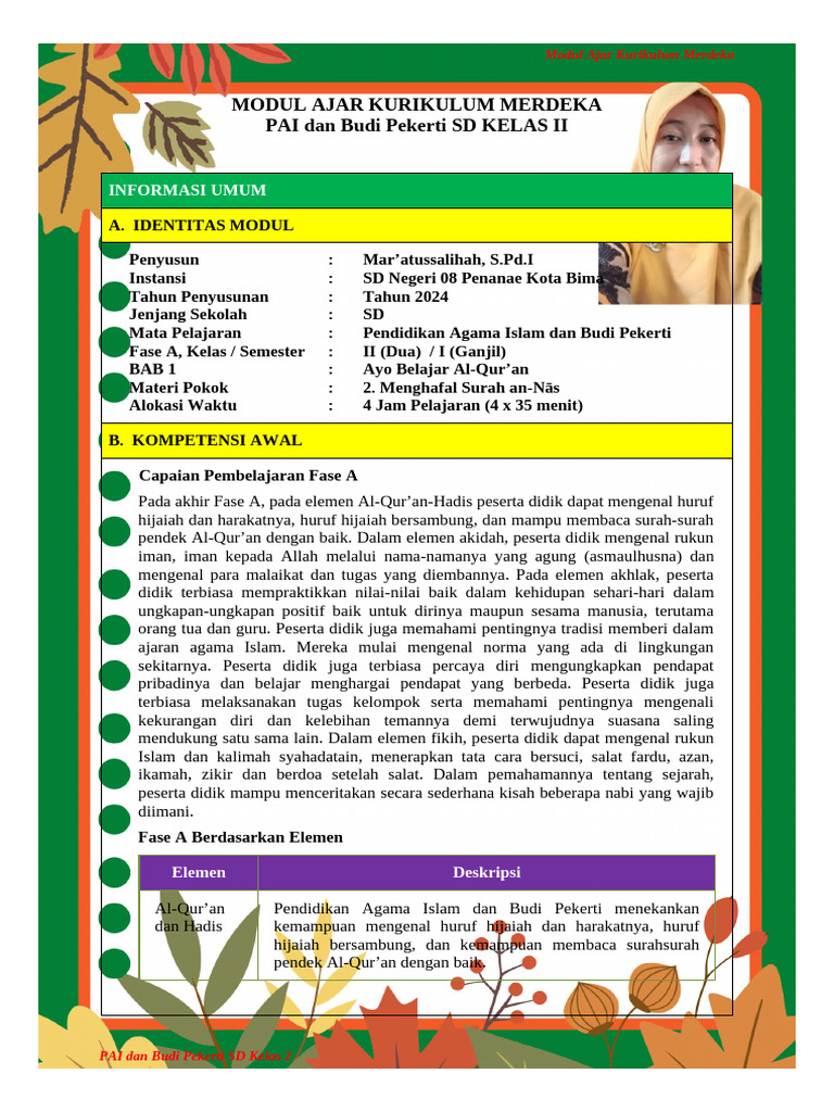 Modul Ajar Observasi Mapel Pai Dan BP - Kelas 2 - Kumer 2024 | PDF