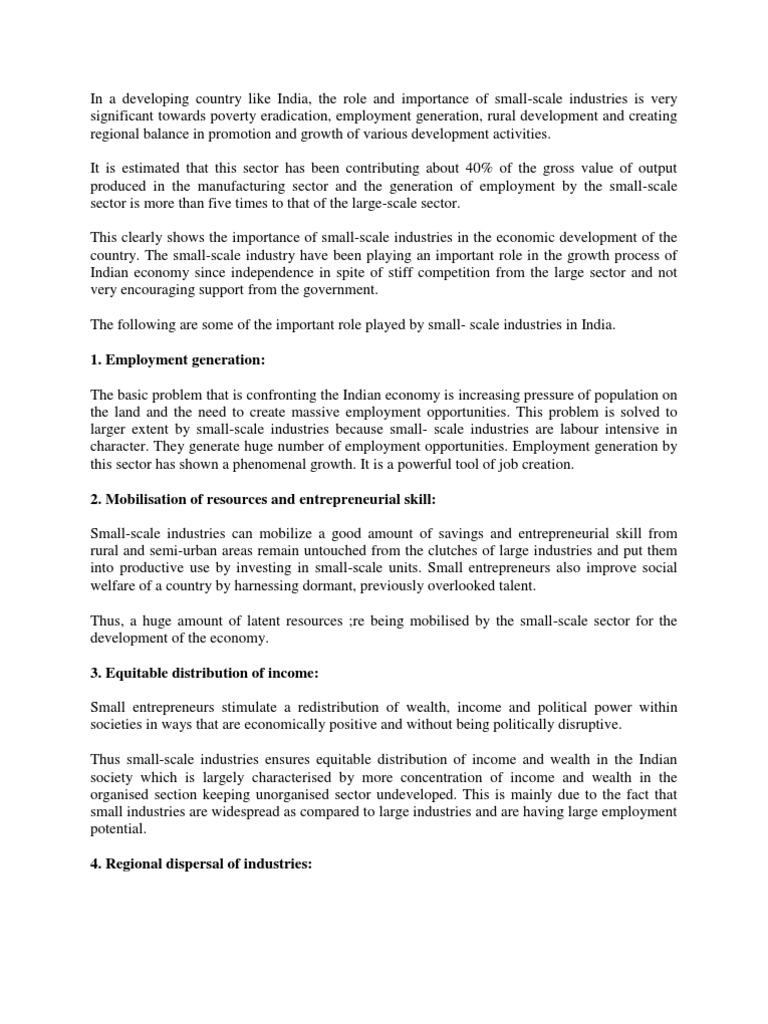 Role and Importance of Small Business | PDF | Economic Development ...