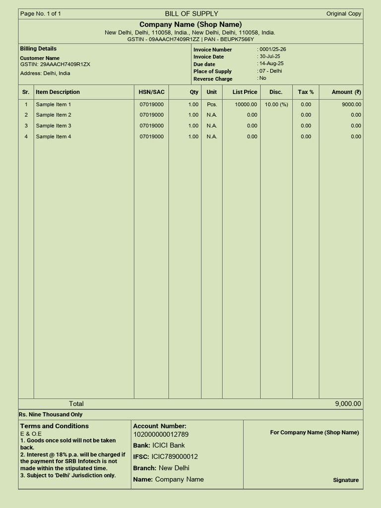 Auto Invoice Simple | PDF