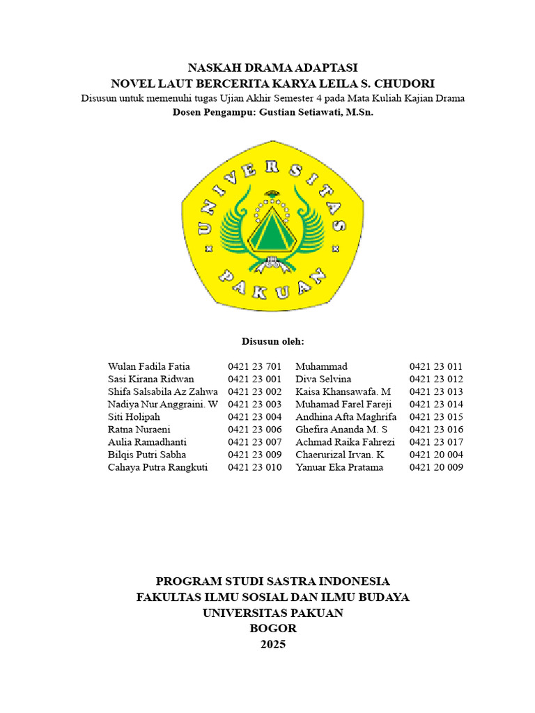 Naskah Drama Adaptasi Novel Laut Bercerita (Uas) Salinan | PDF