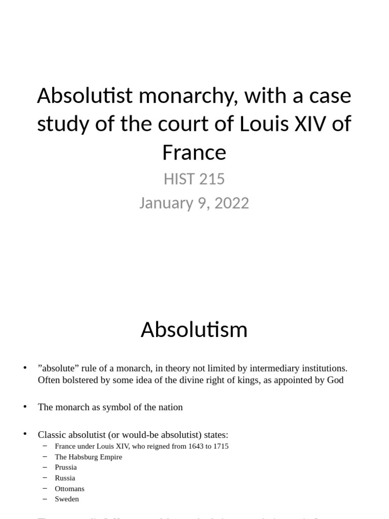 Absolutist Monarchy: Louis XIV's France | PDF | Absolute Monarchy ...