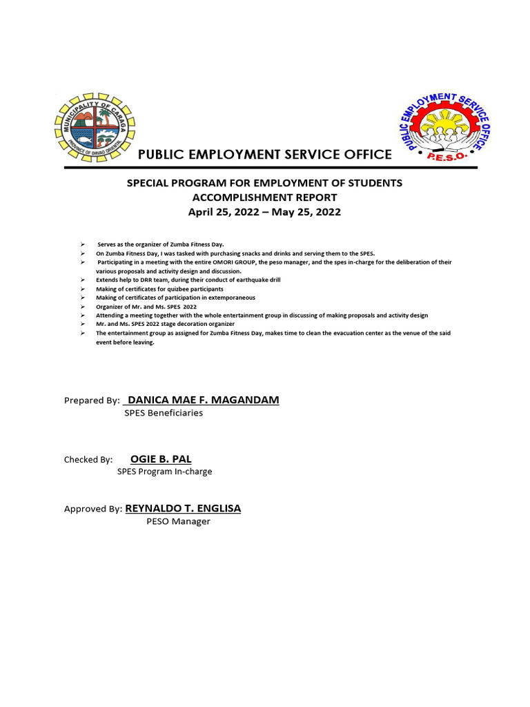 SPES Accomplishment Report 2022 | PDF
