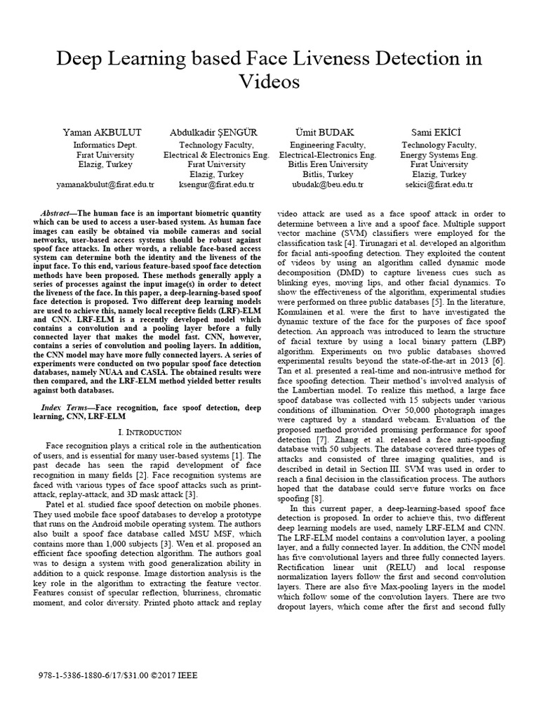 Deep Learning for Face Liveness Detection | PDF | Image Resolution ...