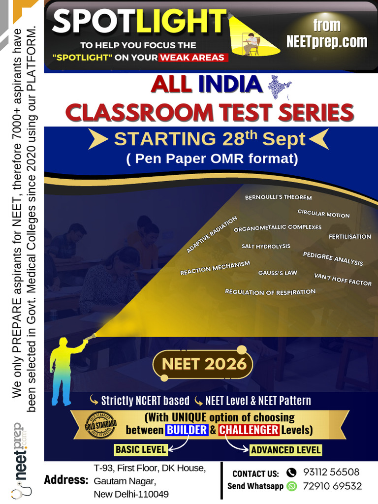 NEETprep Spotlight Test Series 2025 | PDF | Chemistry | Organic Chemistry