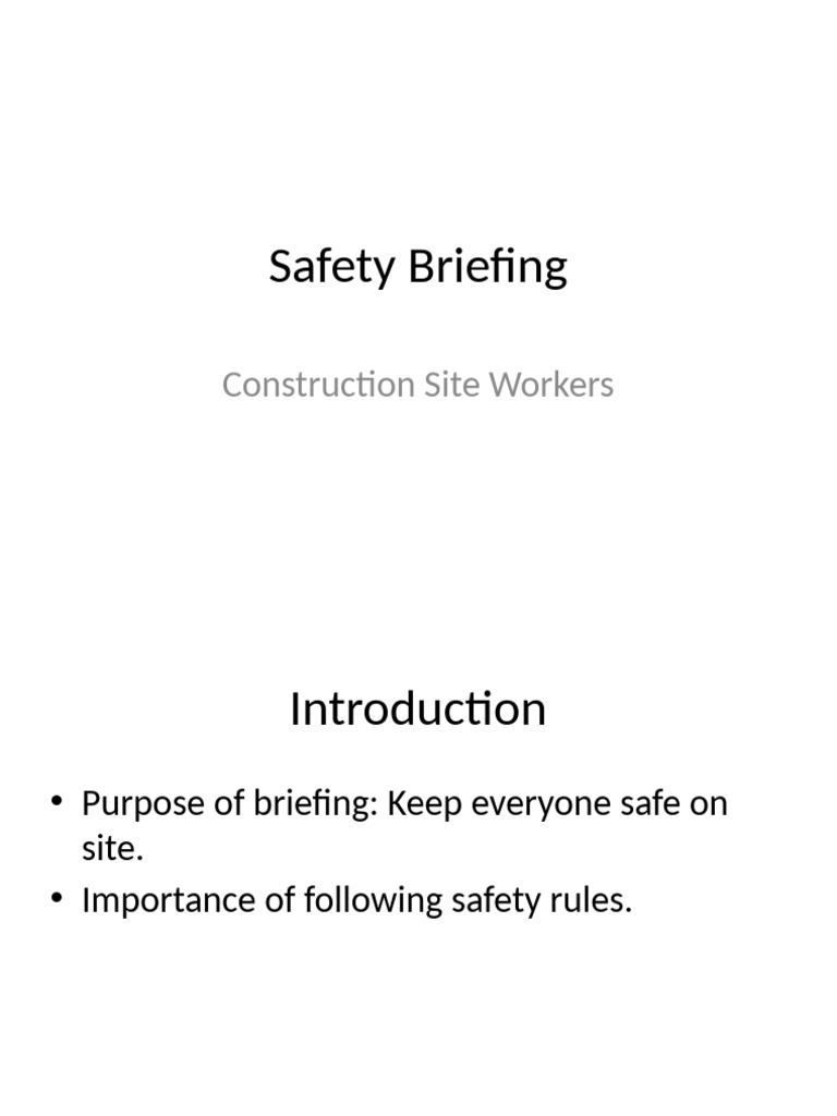 Construction Site Safety Briefing Guide | PDF