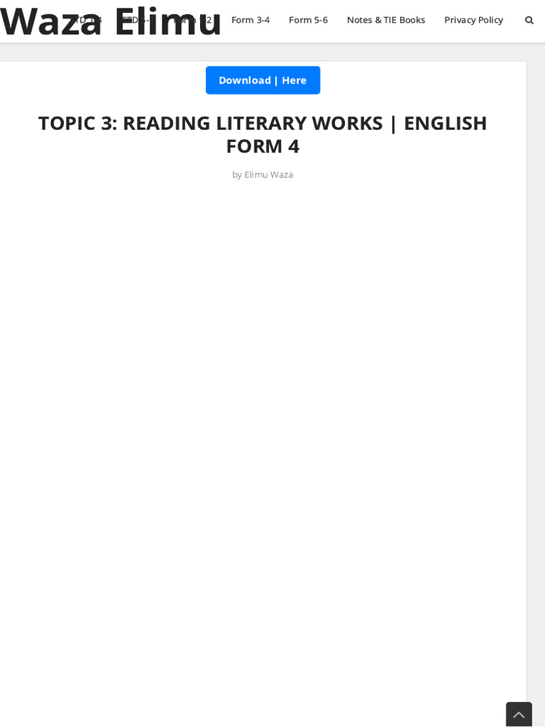 Topic 3: Reading Literary Works - English Form 4: Download - Here | PDF ...