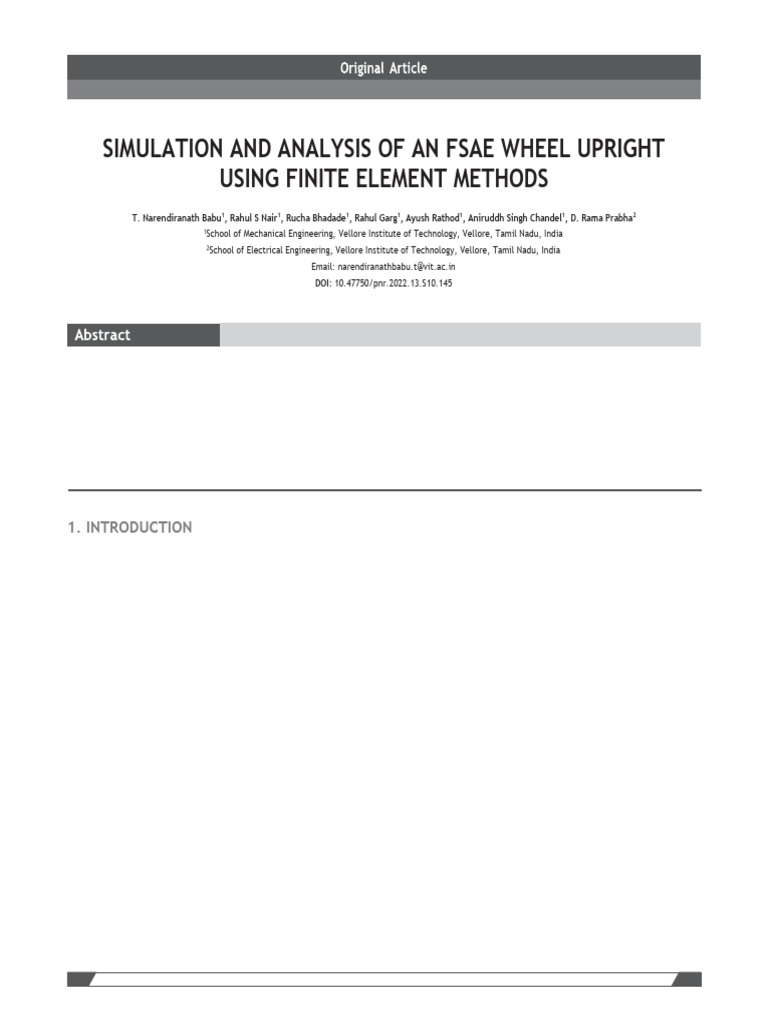 FSAE Wheel Upright Optimization Analysis | PDF | Strength Of Materials ...