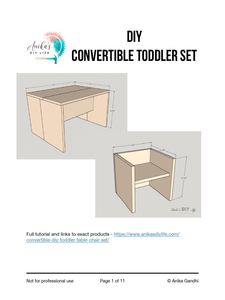 DIY Convertible Toddler Table Set | PDF | Wood | Woodworking