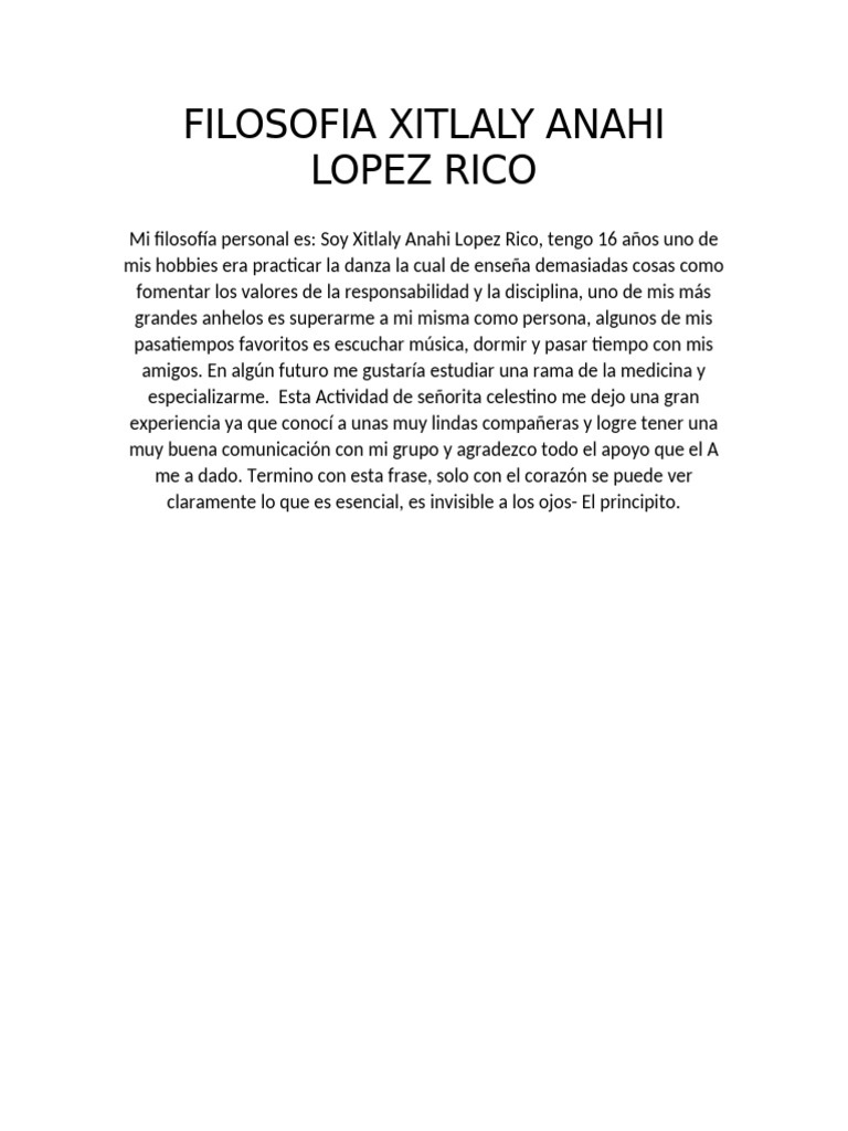 Filosofia Xitlaly Anahi Lopez Rico | PDF