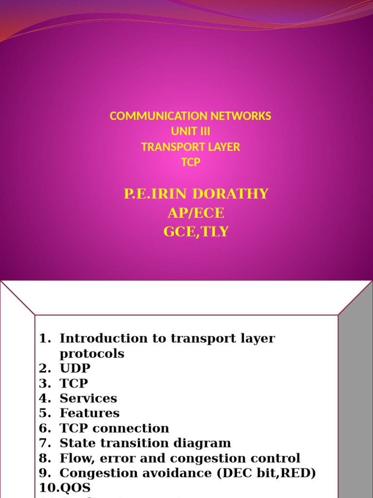 TCP Transport Layer Overview | PDF | Transmission Control Protocol ...