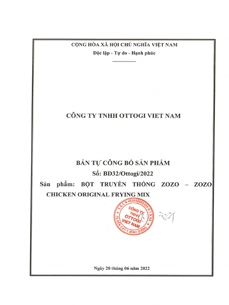 Zozo Chicken Original Frying Mix 20.06.2022 | PDF