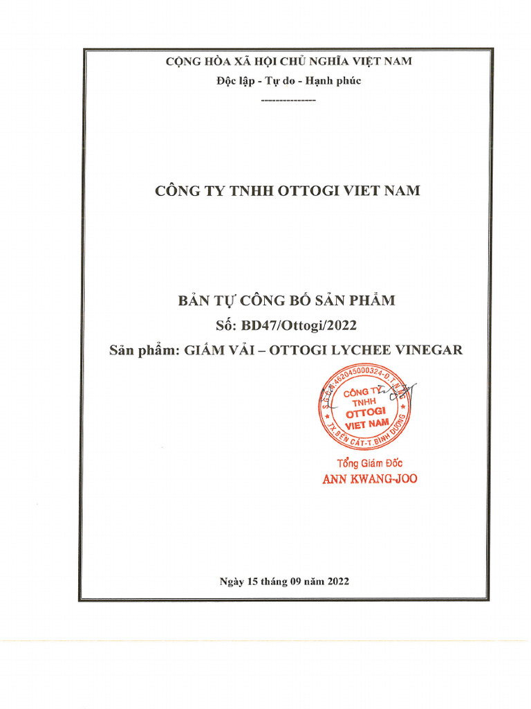 CB Giấm Vải - Ottogi Lychee Vinegar 15.09.2022 | PDF