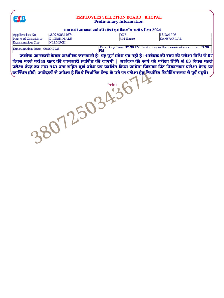 Employees Selection Board, Bhopal | PDF