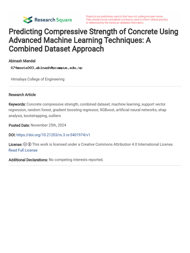 Predicting Concrete Strength with ML Techniques | PDF | Machine ...