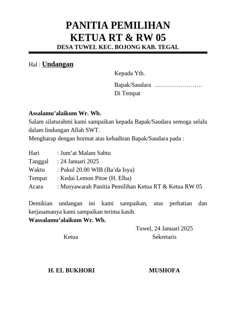 Undangan Musyawarah Arema | PDF