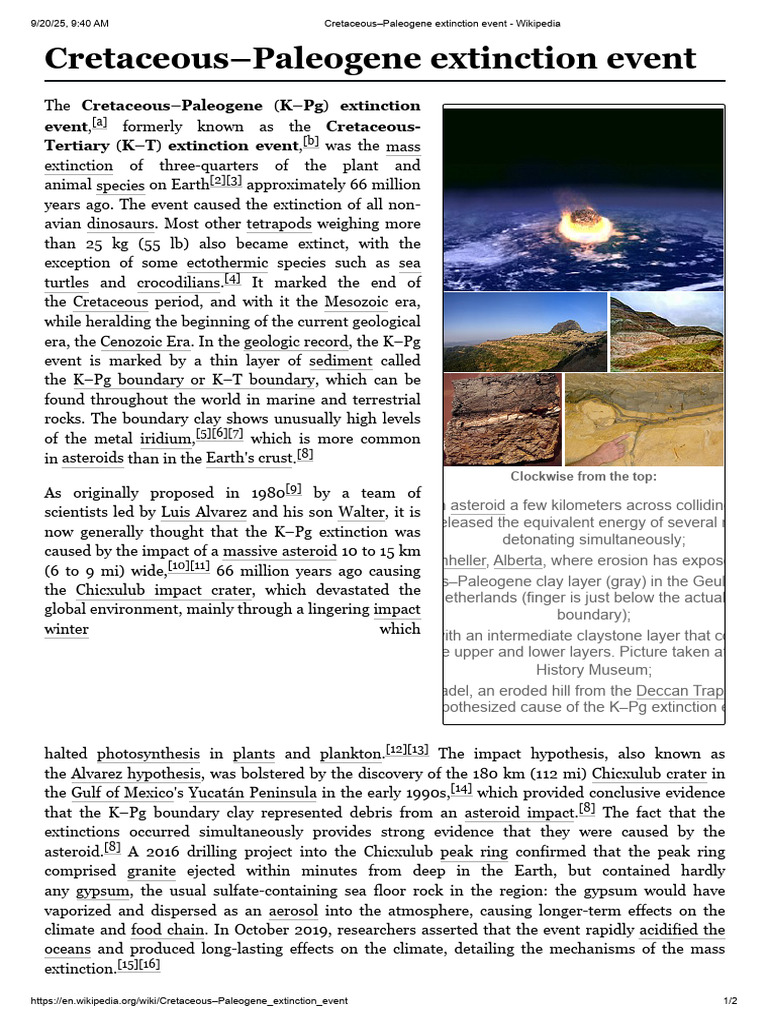 Cretaceous-Paleogene Extinction Event - Wikipedia | PDF | Earth ...