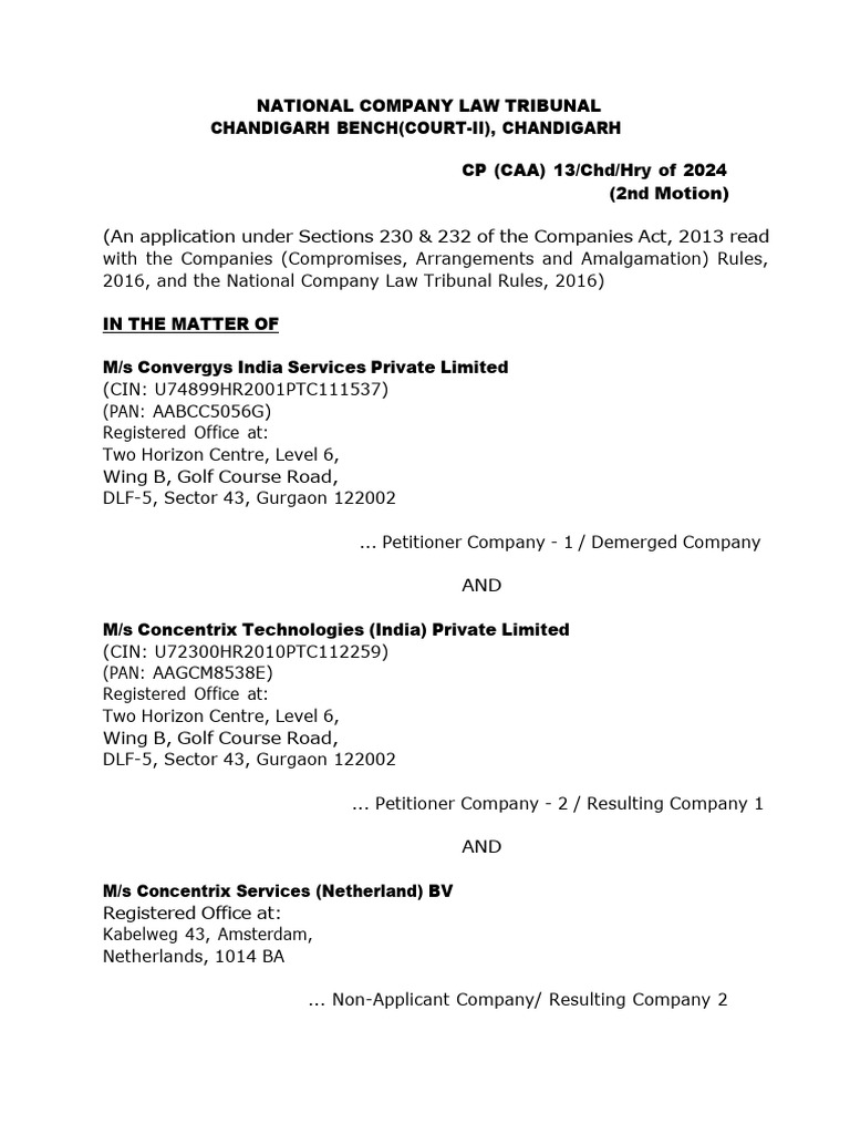 NCLT Order on Convergys Demerger Scheme | PDF | Accounting | Valuation ...