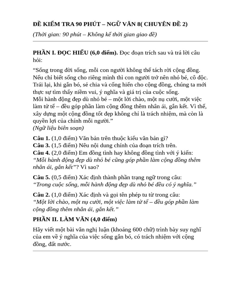 ĐỀ KIỂM TRA 90 PHÚT | PDF