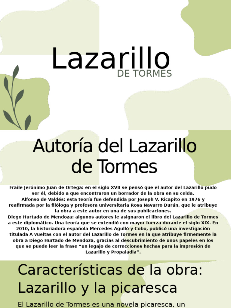 Autoría y análisis de Lazarillo de Tormes | PDF
