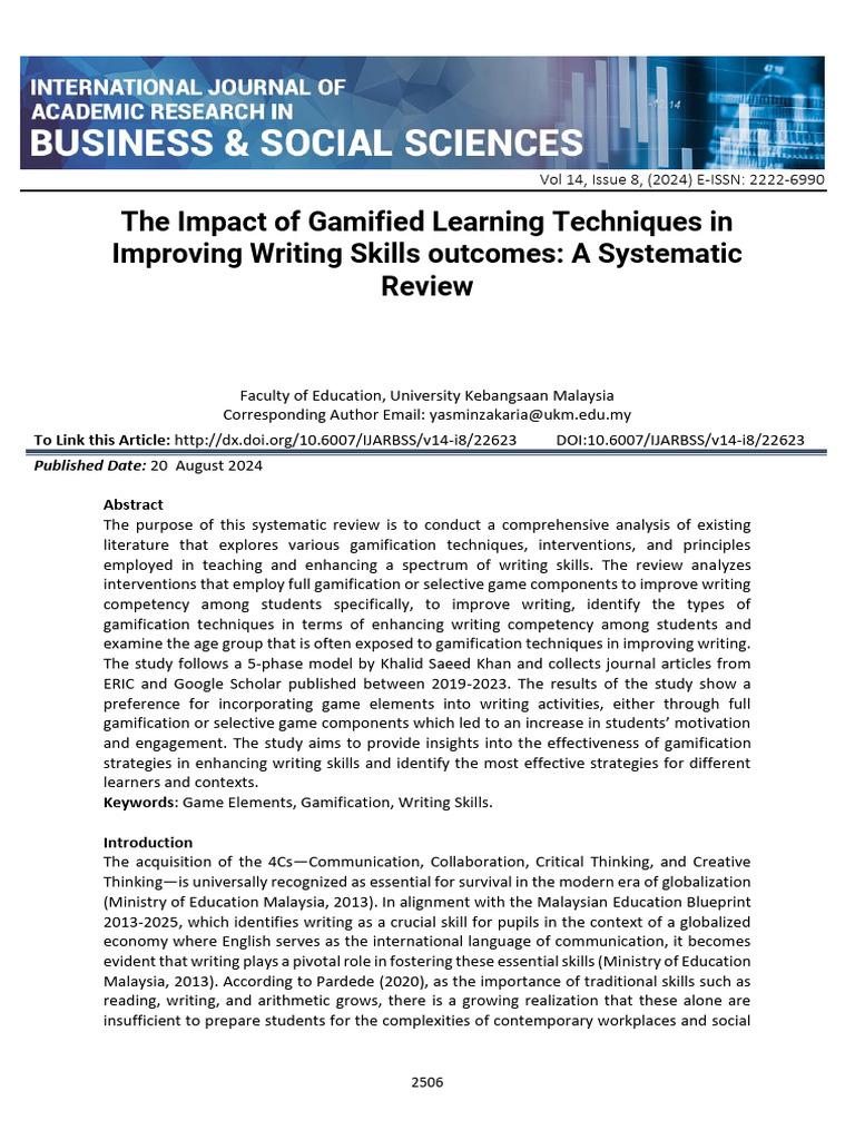 Gamification's Effect on Writing Skills | PDF | Experiment | Science