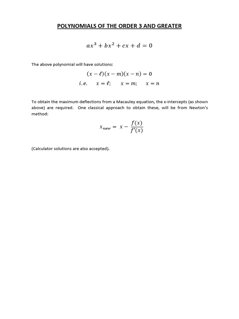 Solving Cubic Polynomials for Deflection | PDF | Mathematics Of ...