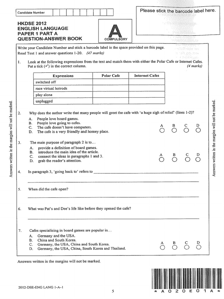 Hkdse 2012 Paper 1 Qab 2 | PDF
