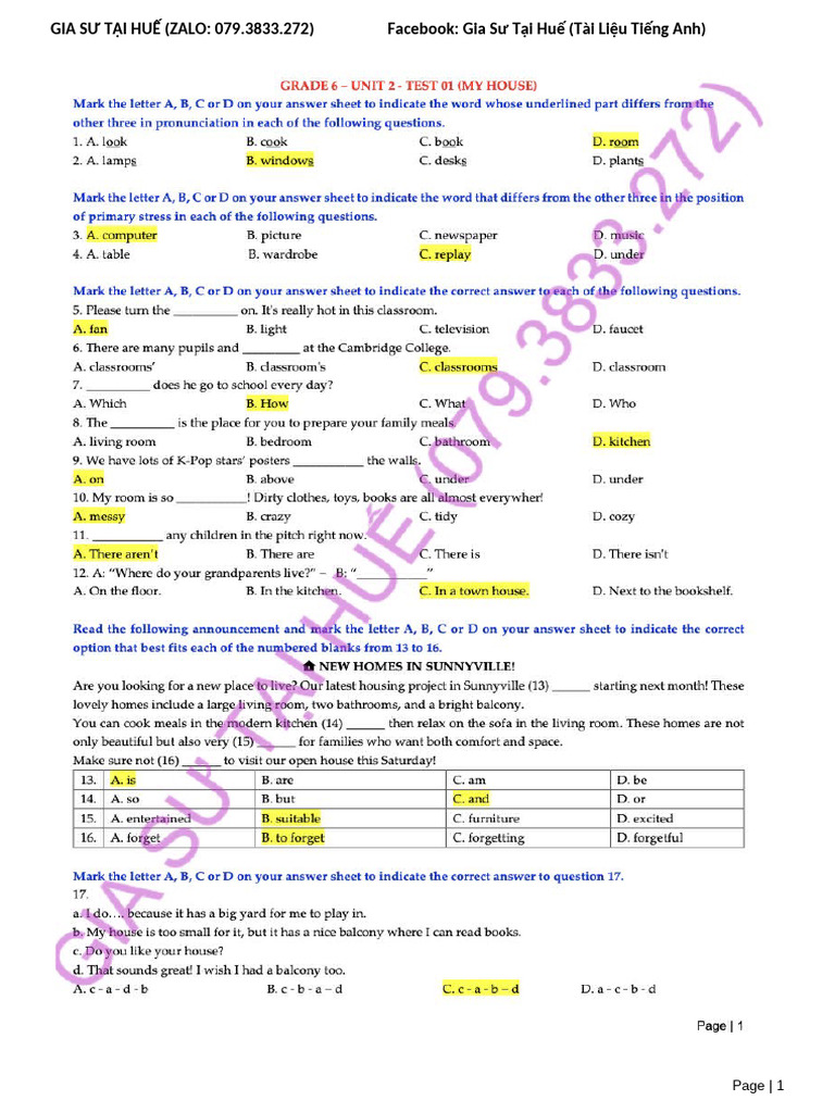 Test HK2 Global Success 6 Form 2025 Test Unit 2 (GB6-GV) | PDF