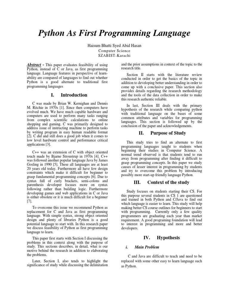 Using Python As Primary Language For Teaching Programming Pdf Programming Paradigms Python 