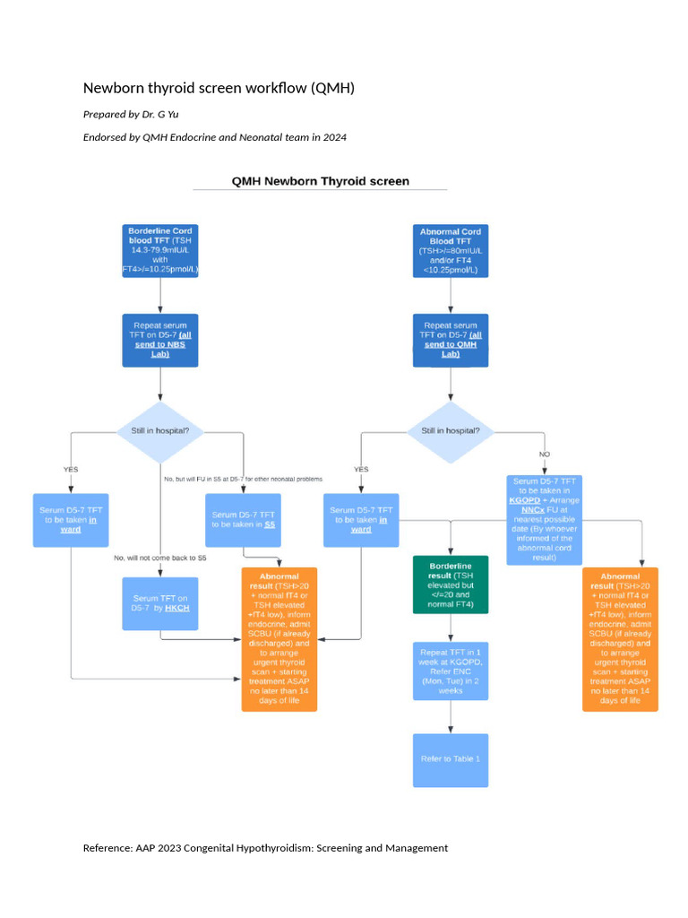 Newborn Thyroid Screening Workflow QMH | PDF | Thyroid Stimulating ...