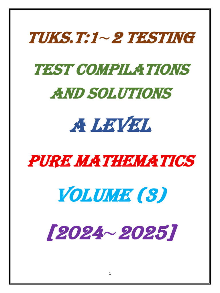 Pure Mathematics A-Level Test Paper 2024 | PDF | Equations | Polynomial