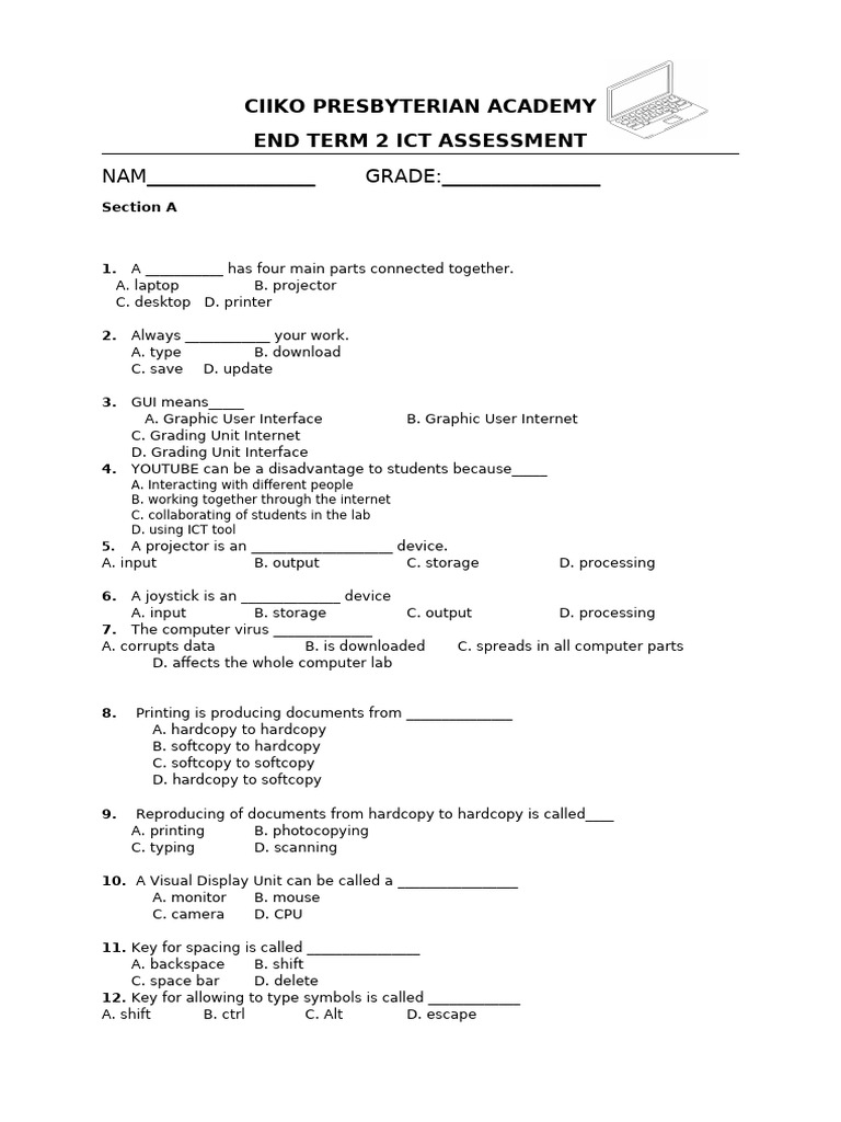 Grade 6 Computer Assessment | PDF | Graphical User Interfaces | Input ...