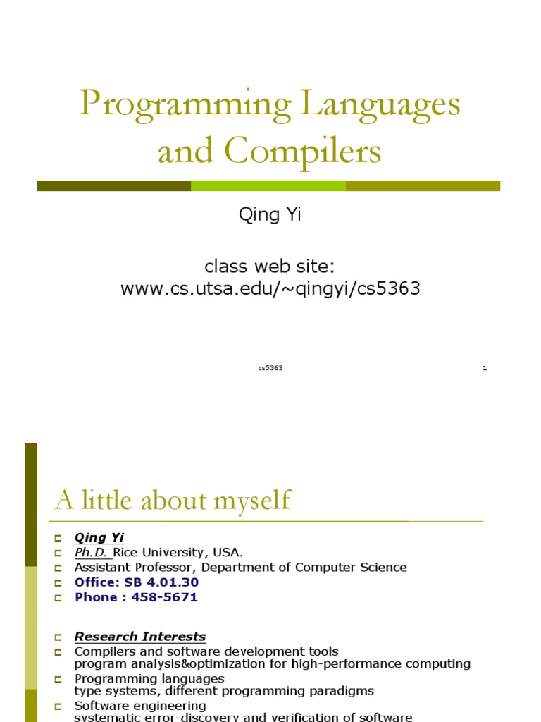 Programming Languages & Compilers Course | PDF | Compiler | Computer Program