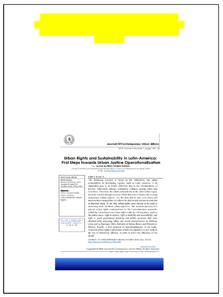 Urban Rights and Sustainability in Latin America First Steps Towards ...