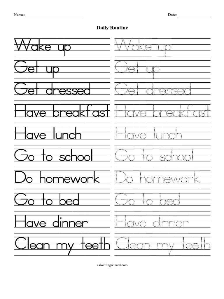 Kids - Daily Routine Tracing | PDF
