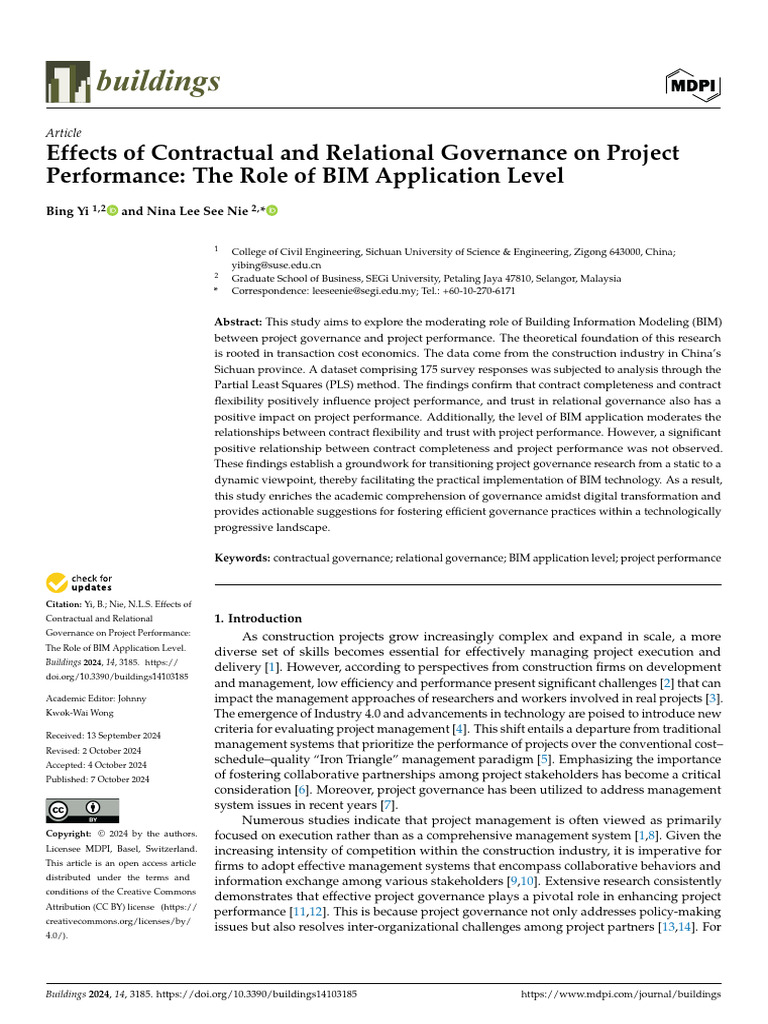 BIM's Impact on Project Governance Performance | PDF | Governance ...