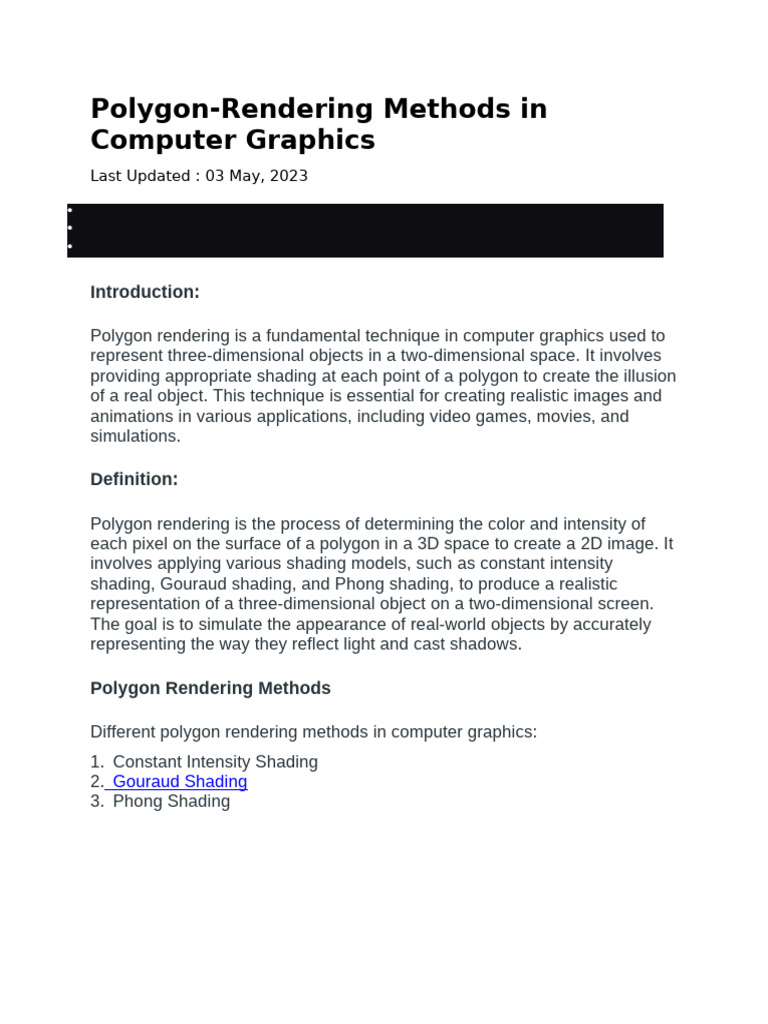 Polygon Rendering Methods | PDF | Rendering (Computer Graphics) | 3 D Computer Graphics
