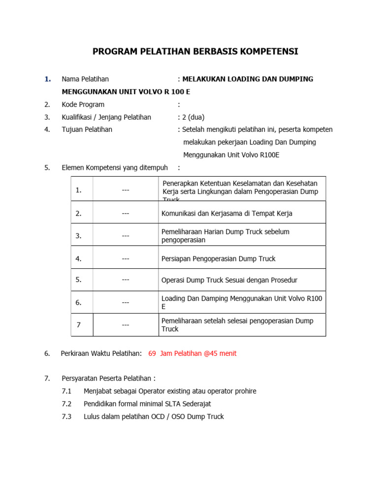 Pelatihan Operasi Volvo R100E | PDF
