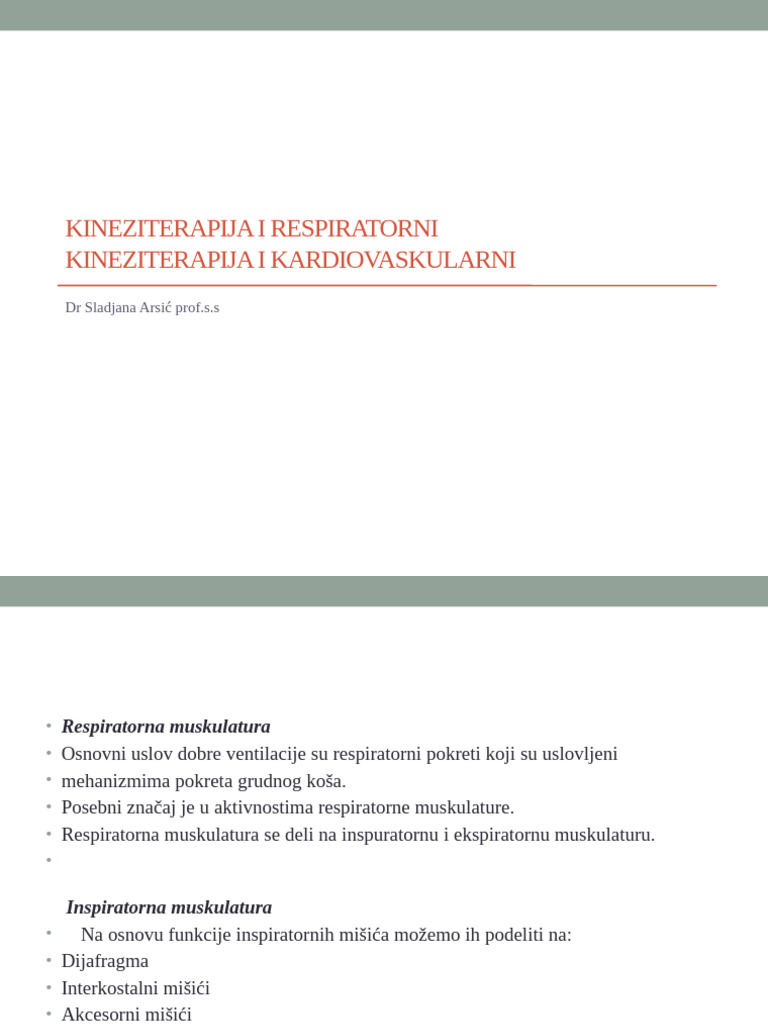 14 Kineziterapija I Kardiovaskularni I Respiratorni | PDF