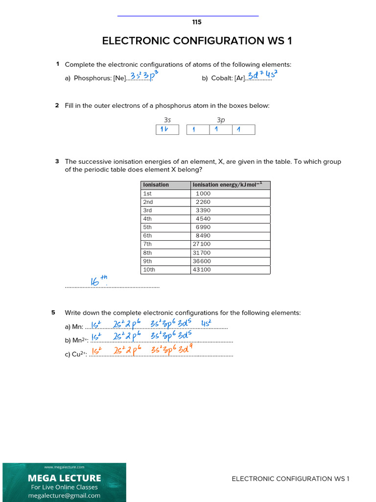 Correct Electron Configurations Guide | PDF | Electron Configuration ...