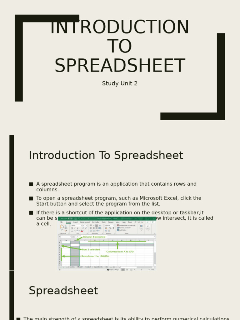 Introduction to Spreadsheet Basics | PDF | Spreadsheet | System Software