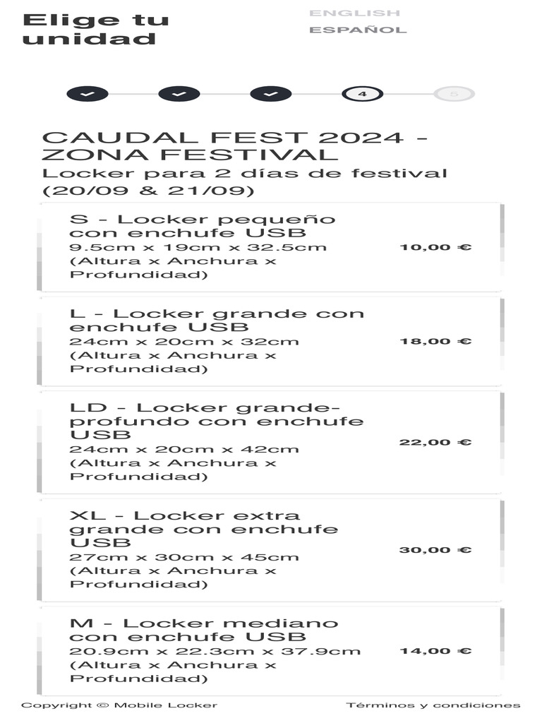 Elige Tu Unidad - CAUDAL FEST 2024 - ZONA FESTIVAL - Locker para 2 Días ...