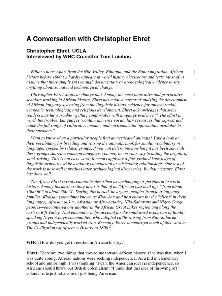 A Conversation With Christopher Ehret | PDF | Hutu | Tutsi
