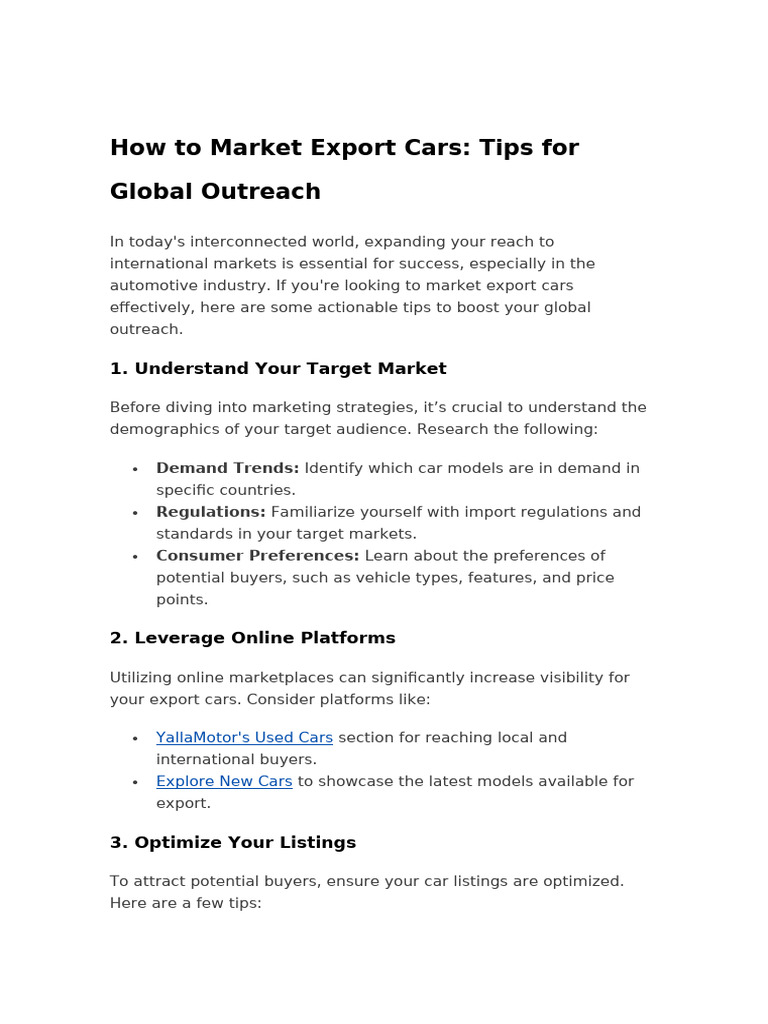 Export Car Marketing Strategies | PDF | Marketing | Search Engine ...