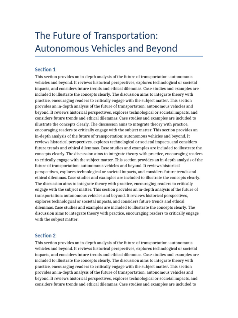 The Future of Transportation Autonomous Vehicles and Beyond | PDF ...