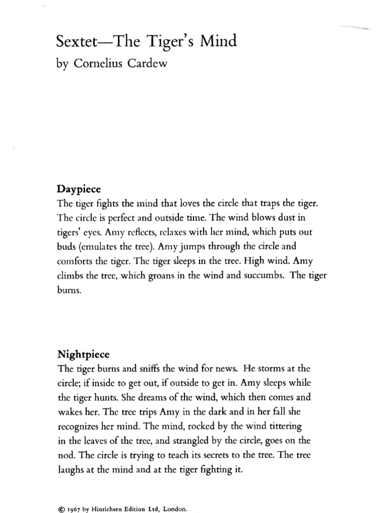 The Tiger's Mind: An Interpretation of Cornelius Cardew's Sextet | PDF ...