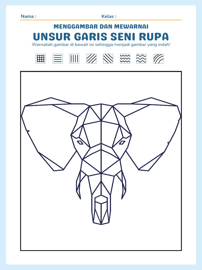 Menggambar Unsur Garis Seni Rupa Lembar Kerja Biru Ilustratif | PDF