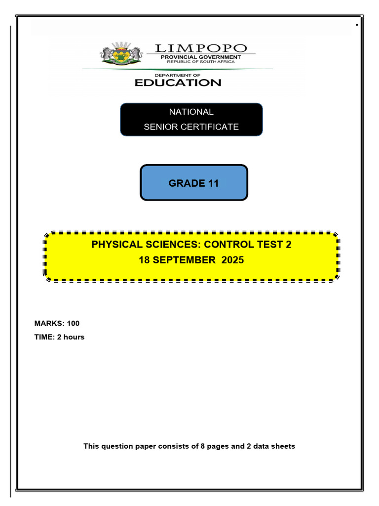 PHSC GR 11 Control Test Sept 2025-Compressed | PDF | Gases | Acid