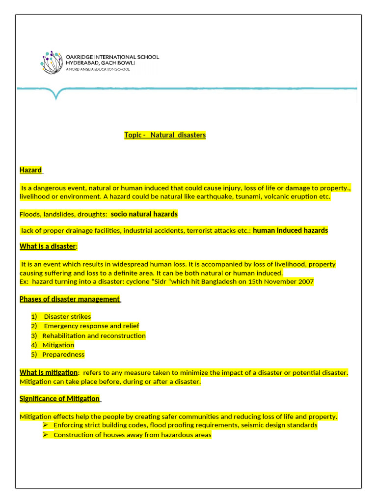 Grade 8 Unit 2 Handout 7 Mitigation Strategies | PDF | Natural ...