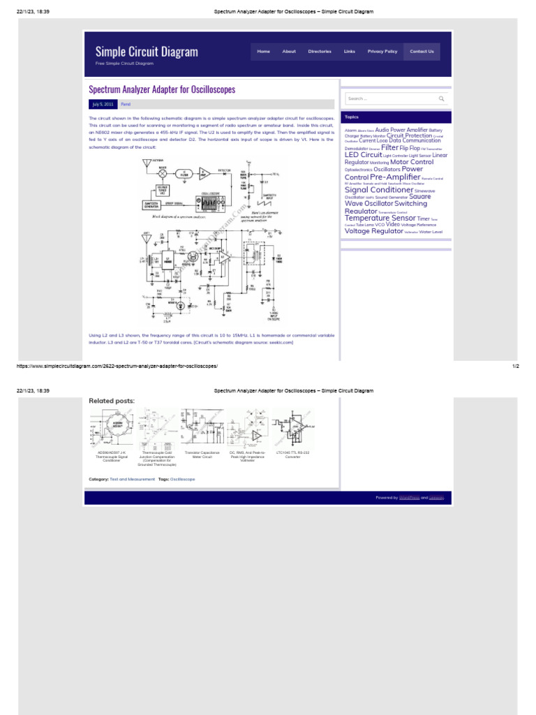 Spectrum Analyzer Circuit for Oscilloscopes | PDF | Electronic ...